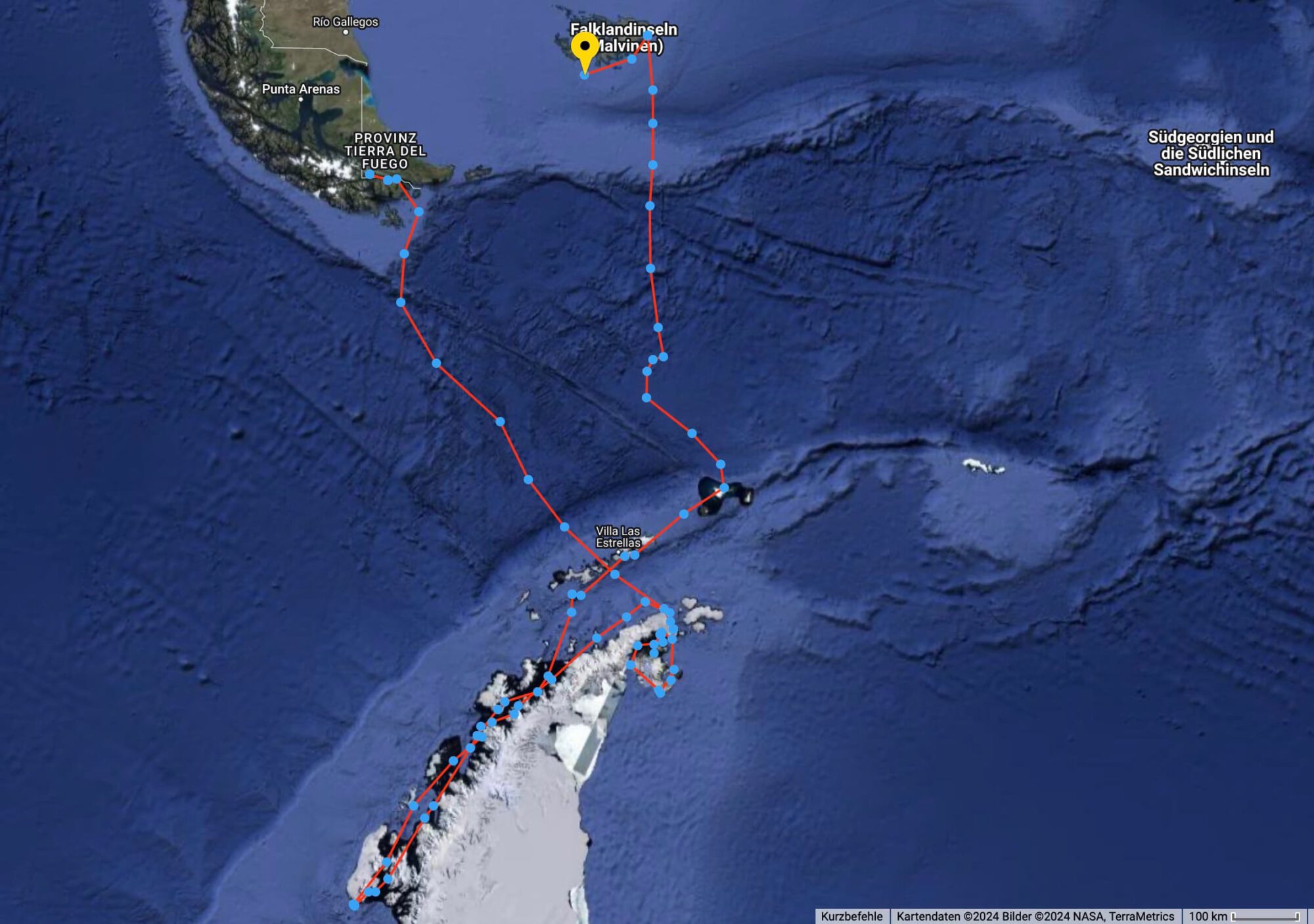 Unser Track - Sailing SOUTH 2024